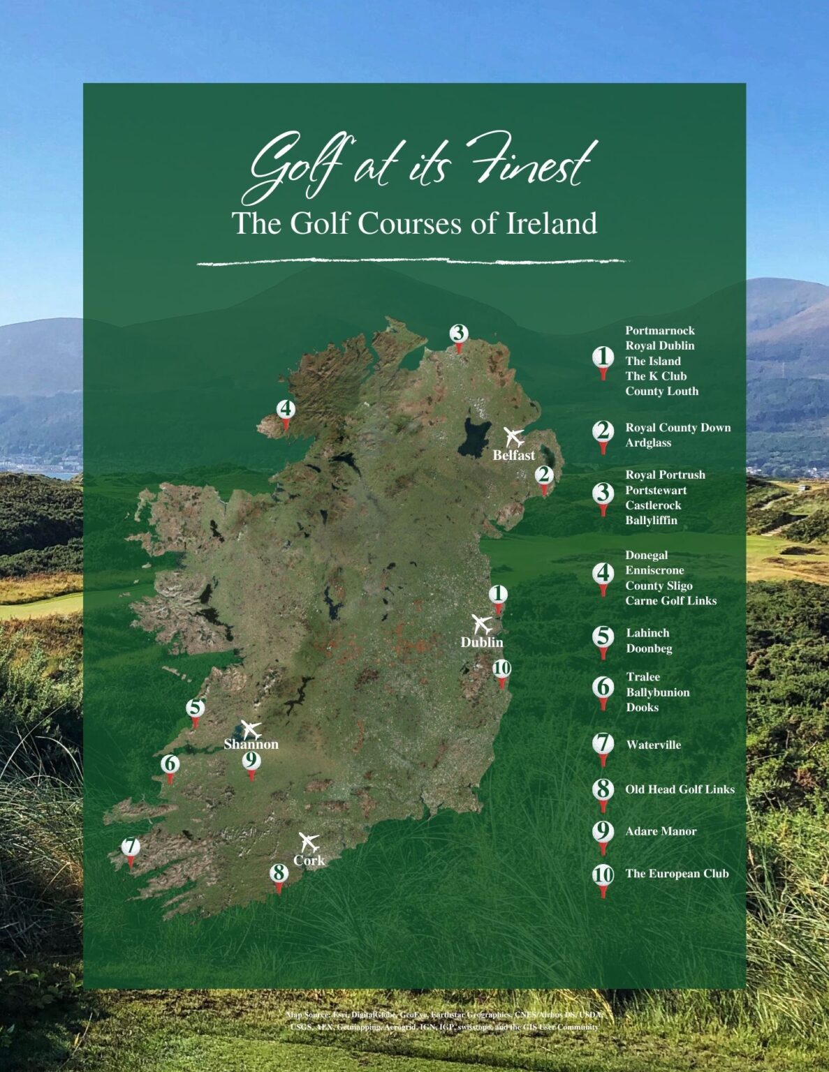 Ireland Golf Courses Map - Where the Best Courses are Located